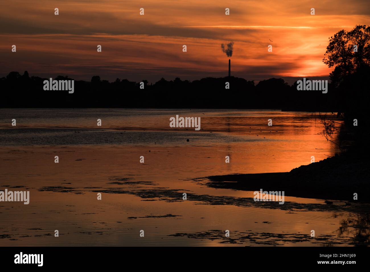 Sunset over Damhus Lake (Denmark Stock Photo - Alamy