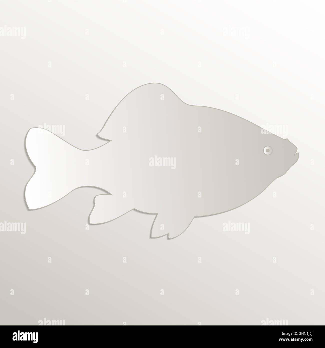 Fish symbol, carp icon, card paper 3D natural raster Stock Photo - Alamy