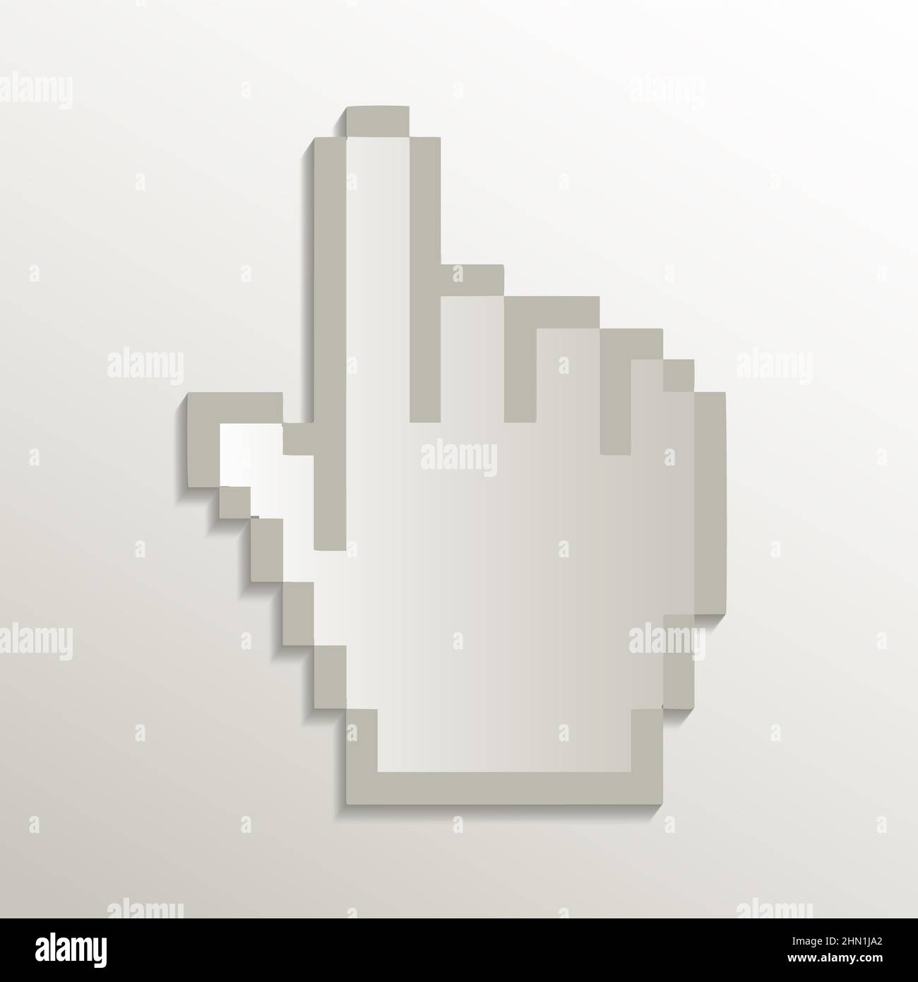 Hand pointer icon, card paper 3D natural raster Stock Photo - Alamy
