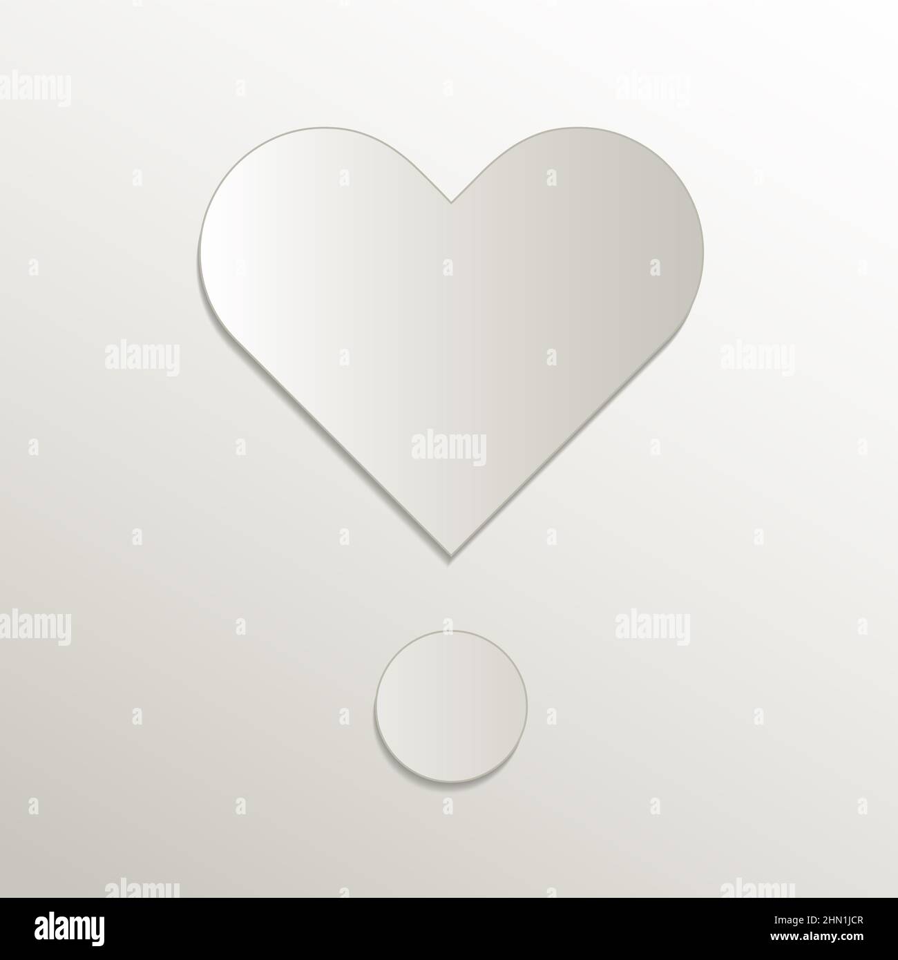 Heart exclamation mark symbol icon, card paper 3D natural raster Stock ...