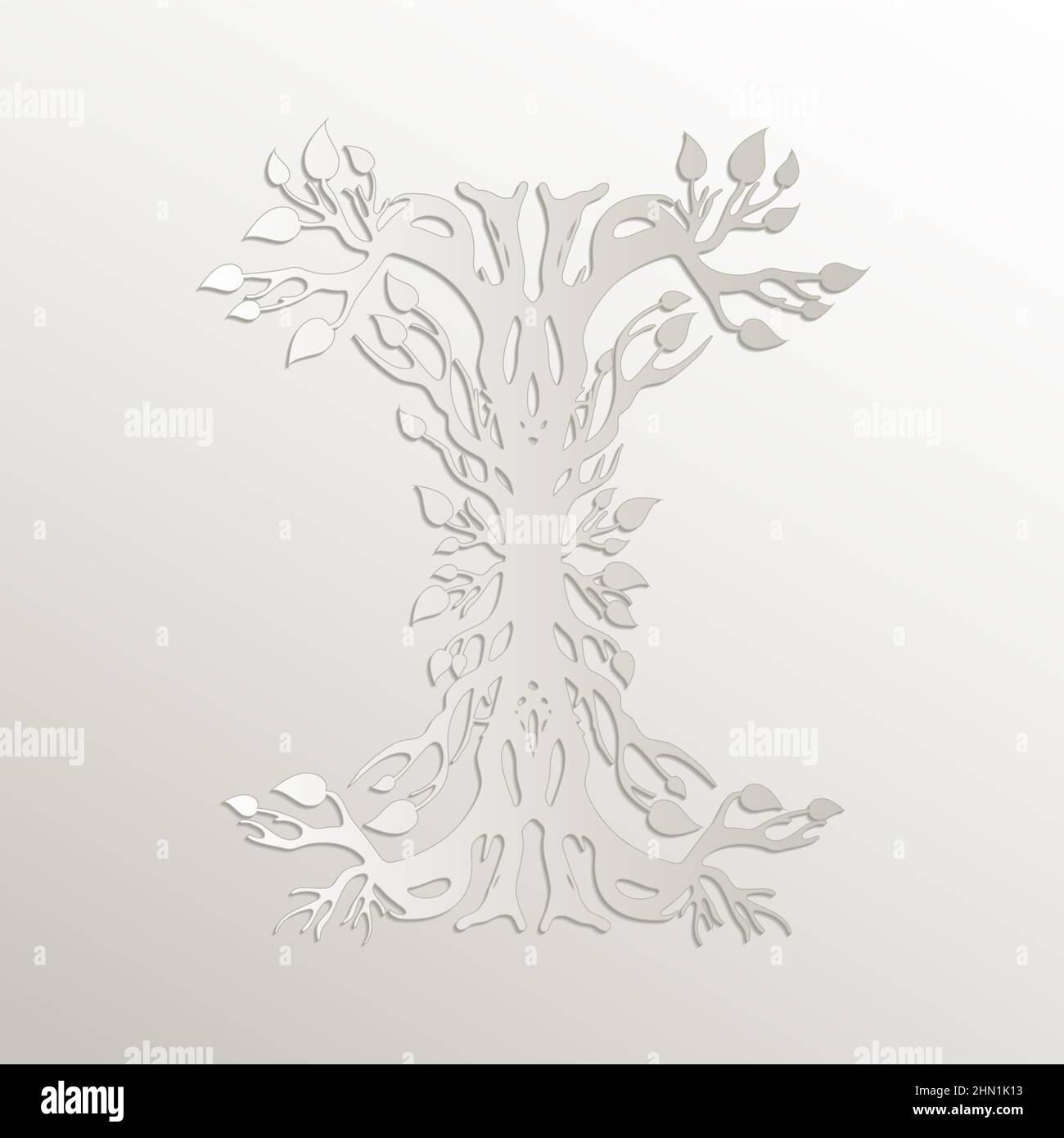 Tree with leaves symbol, art icon, card paper 3D natural raster Stock ...