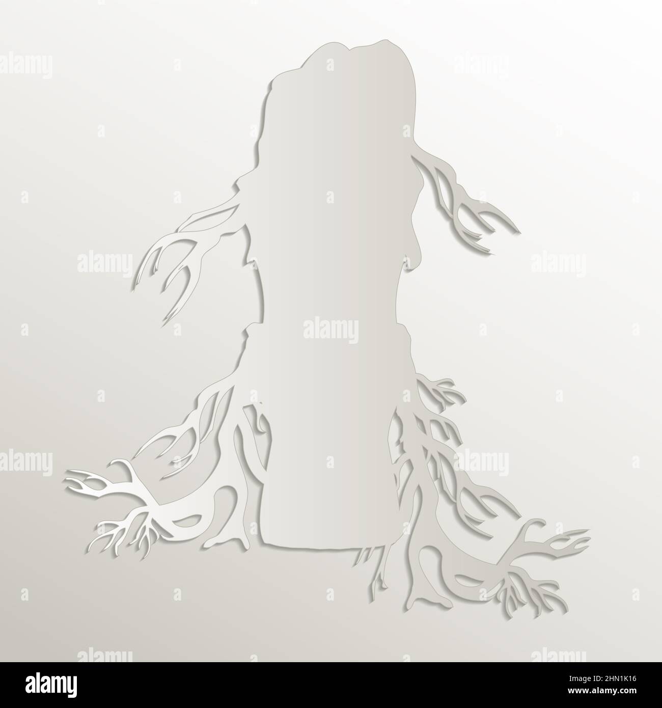 Tree with roots symbol icon, card paper 3D natural raster Stock Photo ...