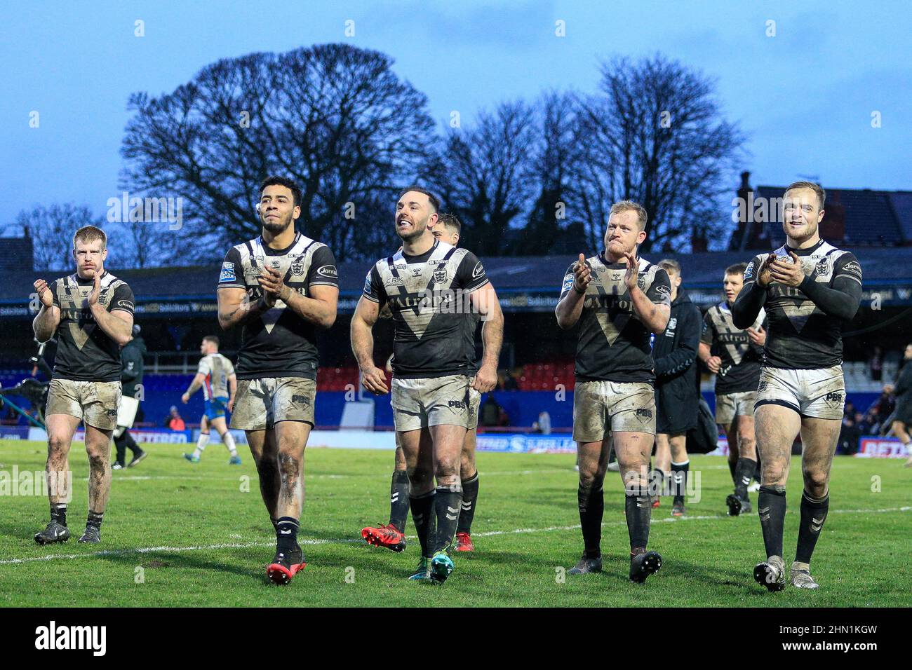 The Hull FC team celebrate after the win over Wakefield Trinity Stock ...