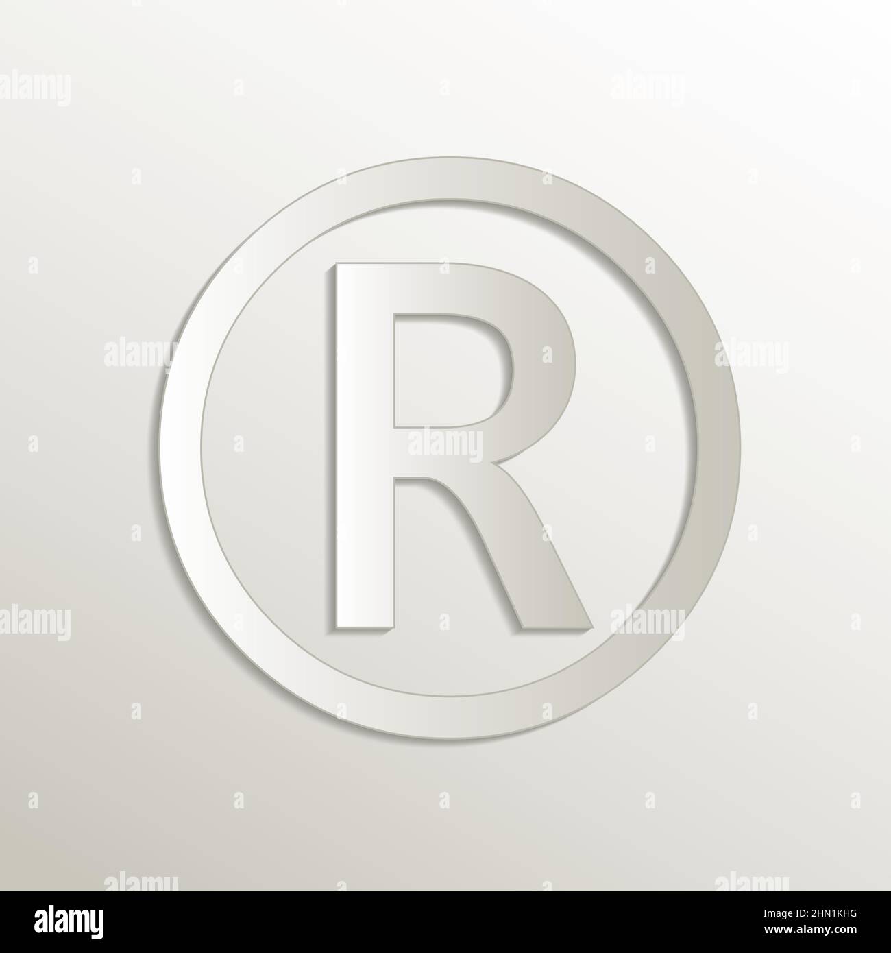 Registered trademark symbol, letter r icon, card paper 3D natural ...