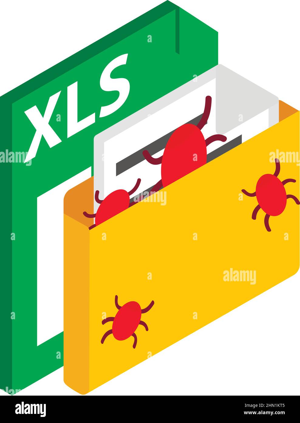 Web hacking icon isometric vector. Bug attack on document, xls file ...