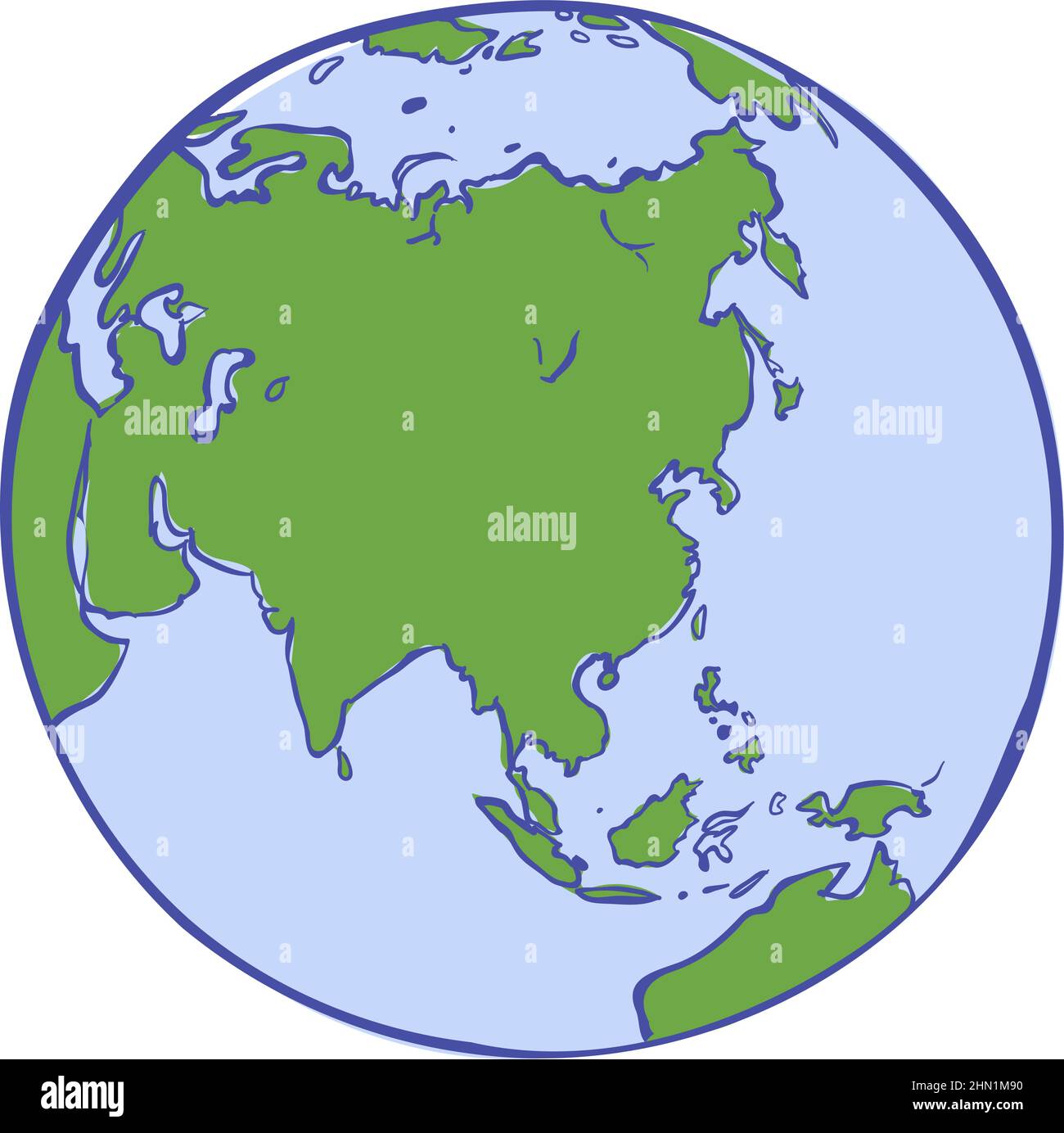 Asia on Earth map. Round sketch globe icon Stock Vector Image & Art - Alamy