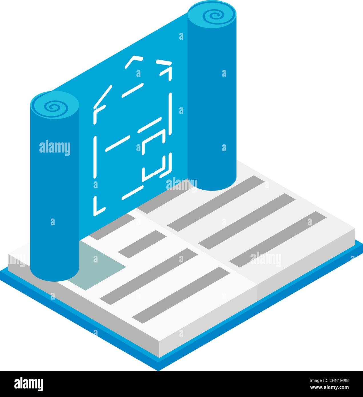 Engineering icon isometric vector. Construction building drawing and ...