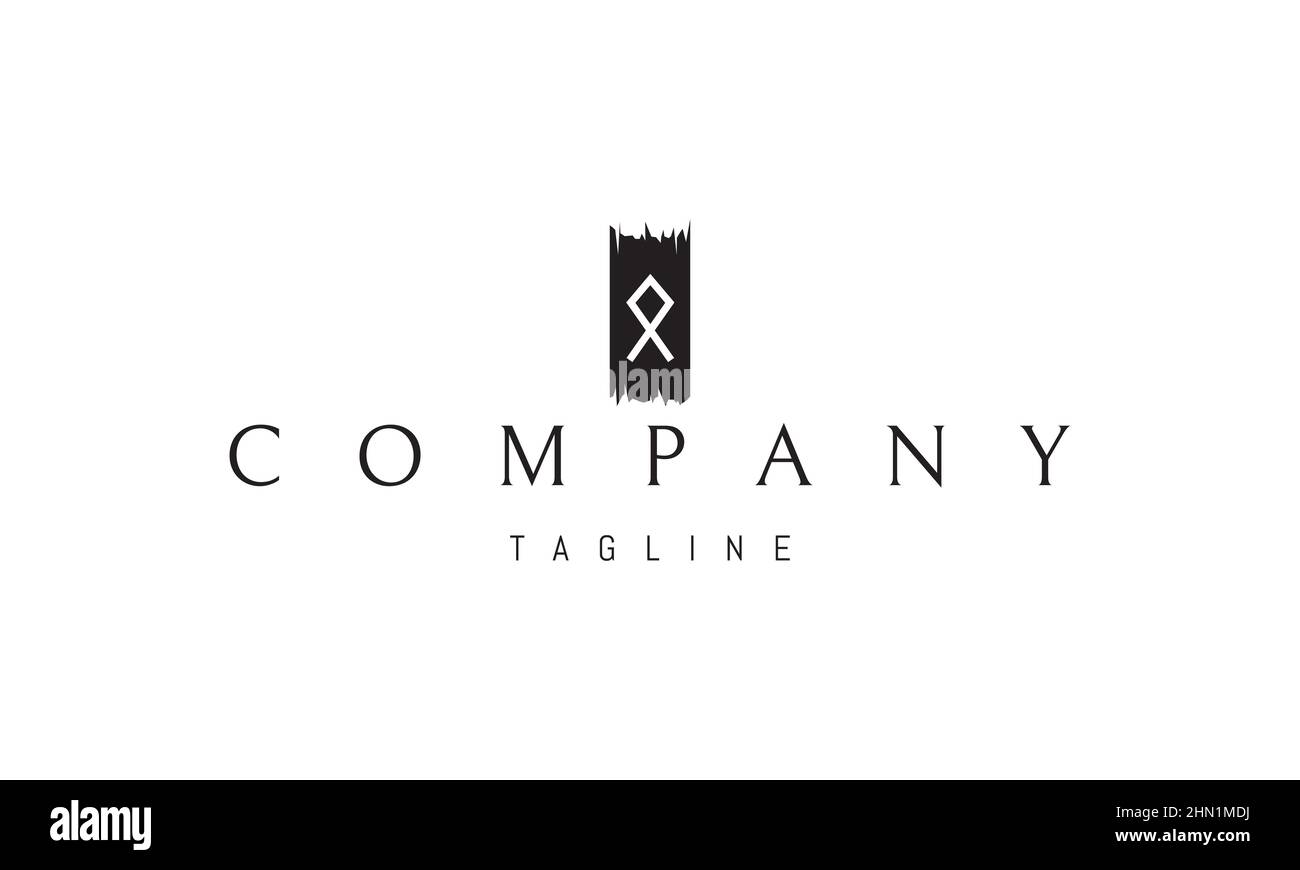 Vector logo on which an abstract image of an ancient rune on a piece of ...