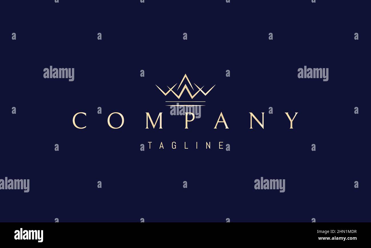 Vector golden logo on which an abstract image of the royal crown with ...