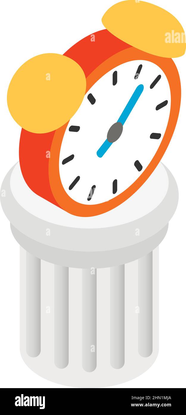 Study time icon isometric vector. Bright retro alarm clock on white ...