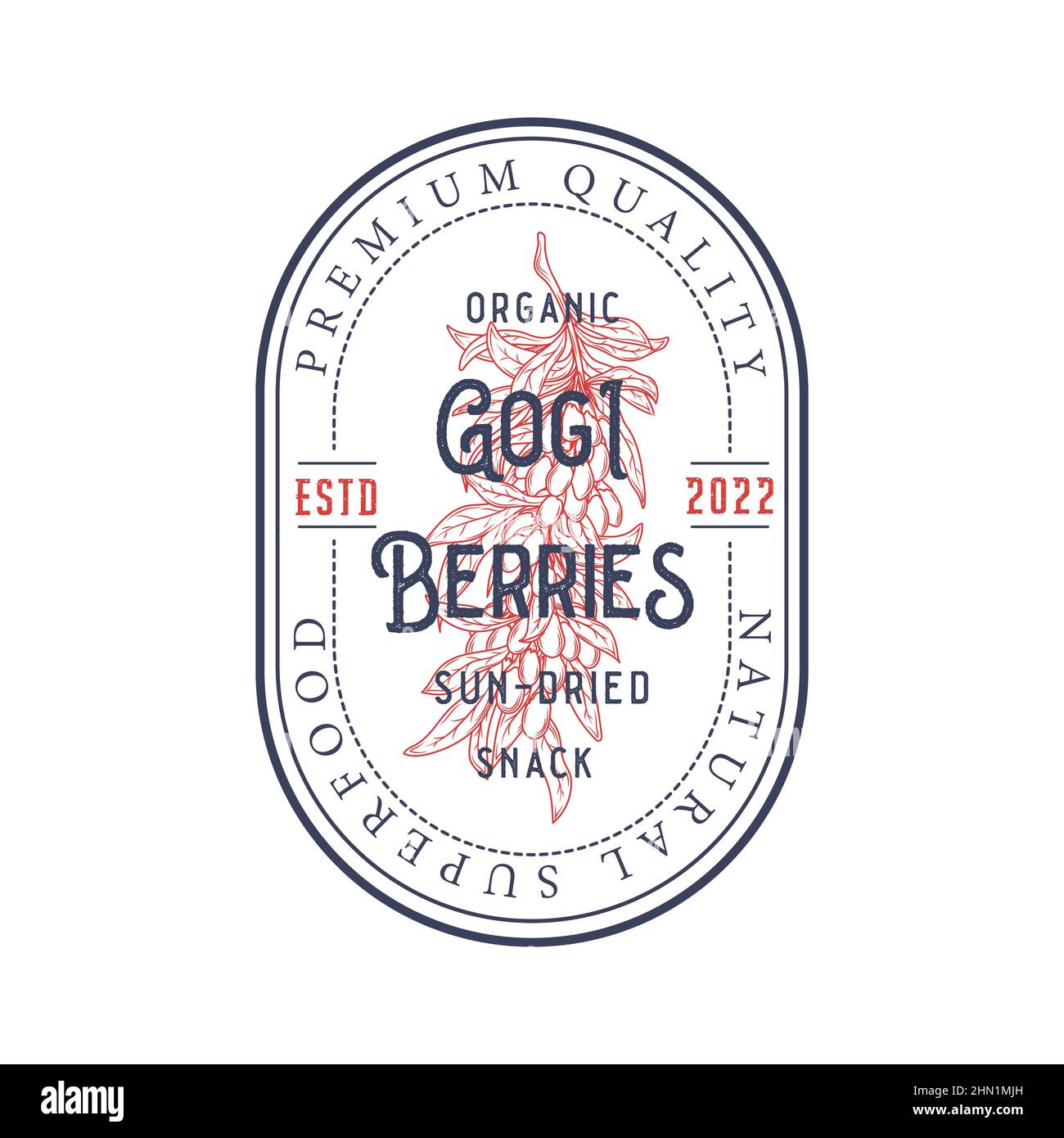 Goji berries label. Vector illustration in retro style Stock Vector ...