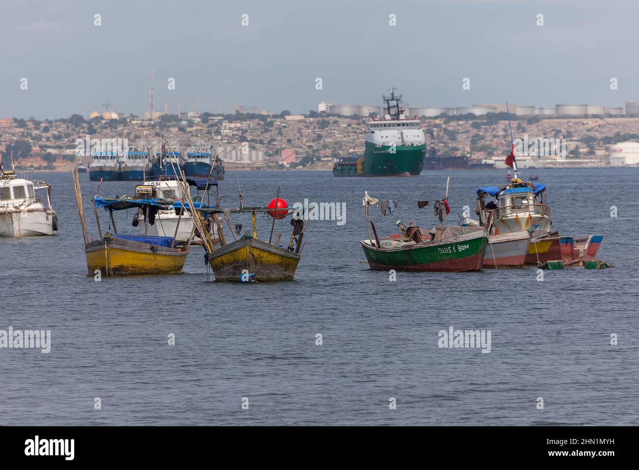 Luanda Angola - 10 13 2021: View of fishing boats on the coast of ...