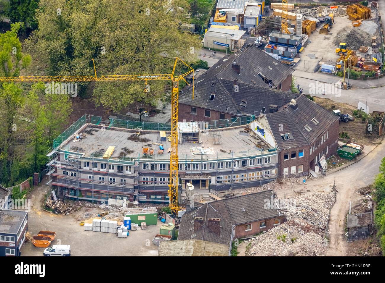 Construction site and new building for flats on langkampstrasse hi-res ...