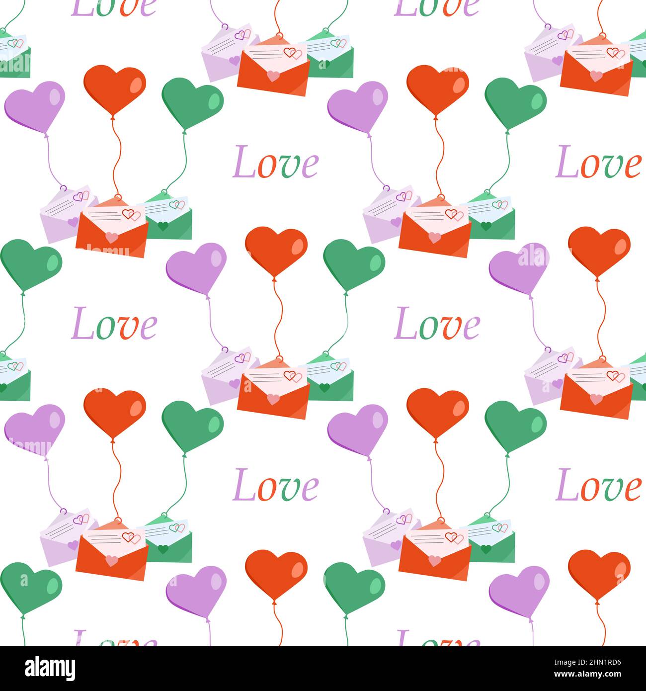 Happy Valentine's Day vector seamless pattern. Illustration Envelope ...