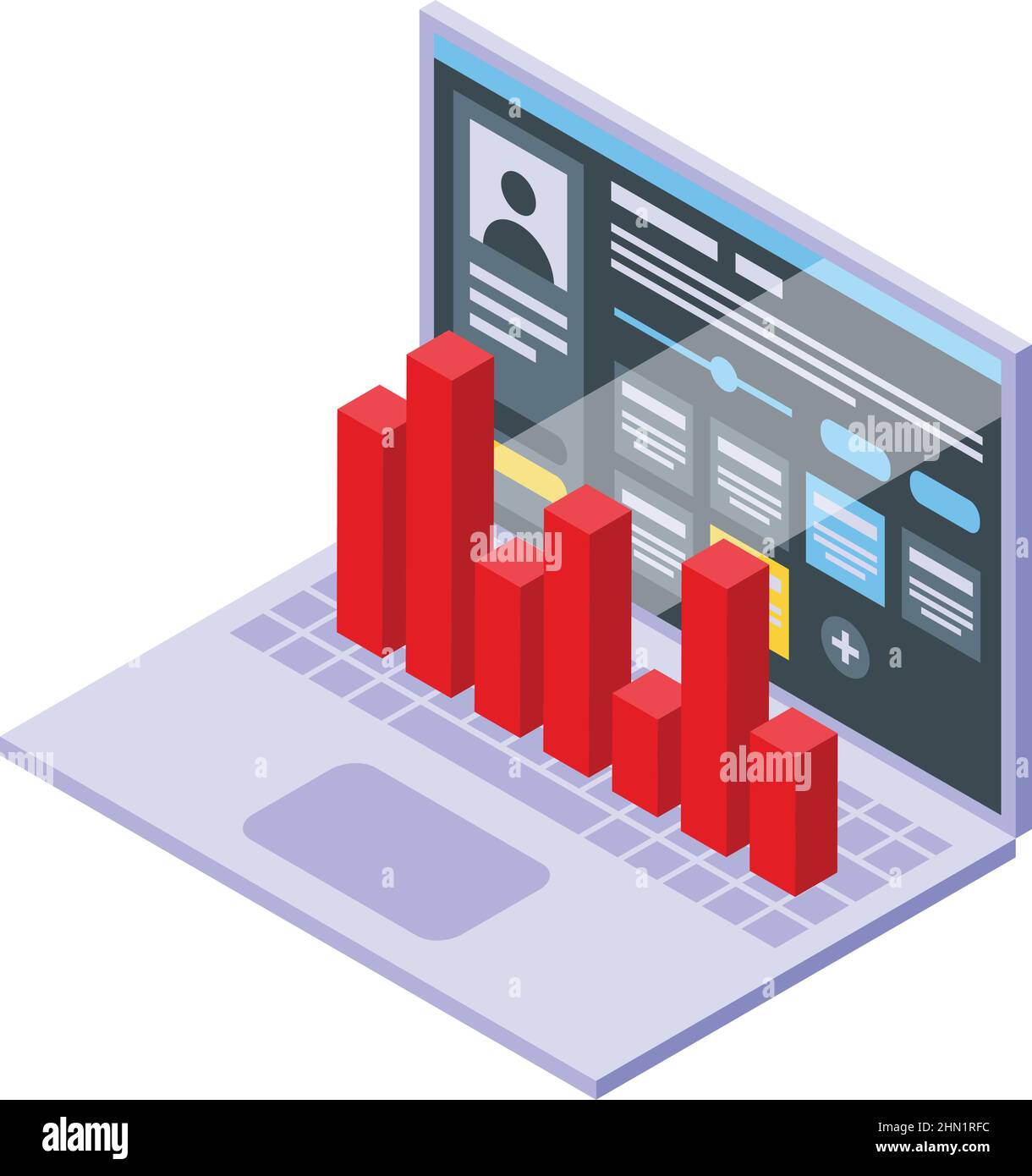 Laptop client graph icon isometric vector. Bank process. Success market ...