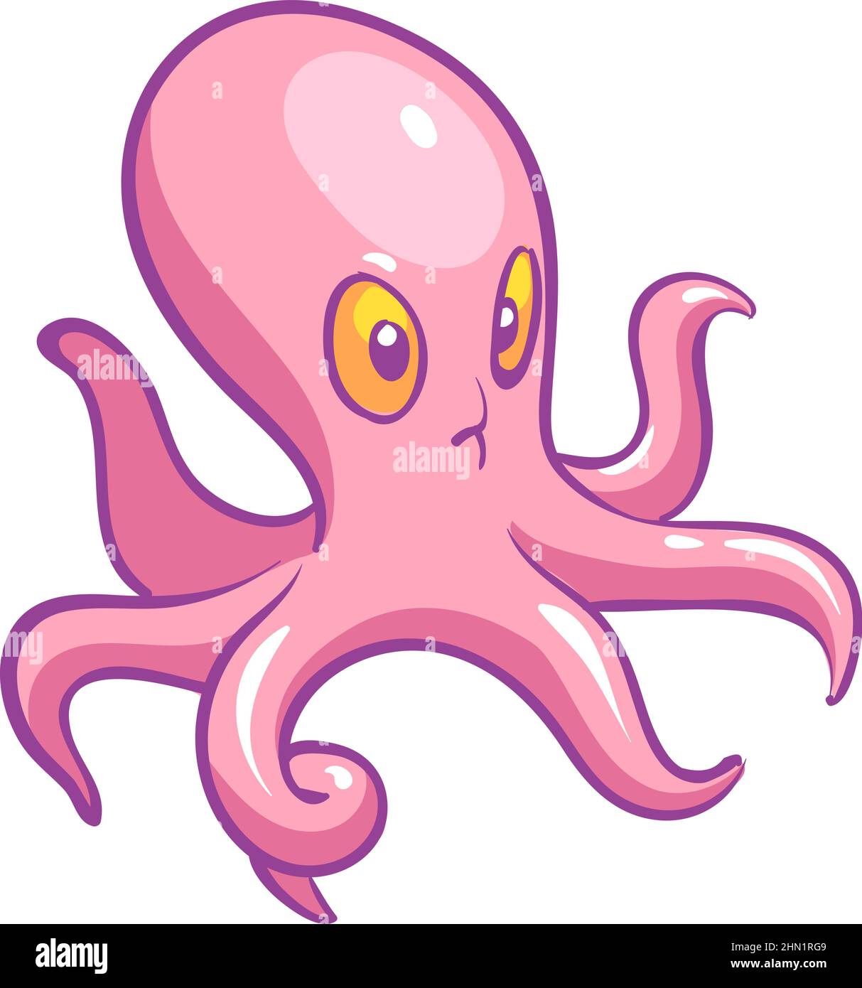 Pink octopus. Cute cartoon deep ocean animal Stock Vector Image & Art ...