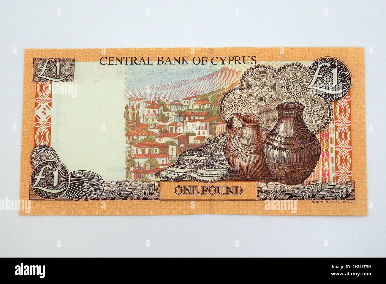 Kato Drys, handicraft, pottery, laces, one cypriot pound banknote ...