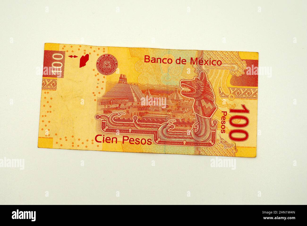 one hundred (100) peso banknote, Mexican peso $ (MXN), Mexico, North ...