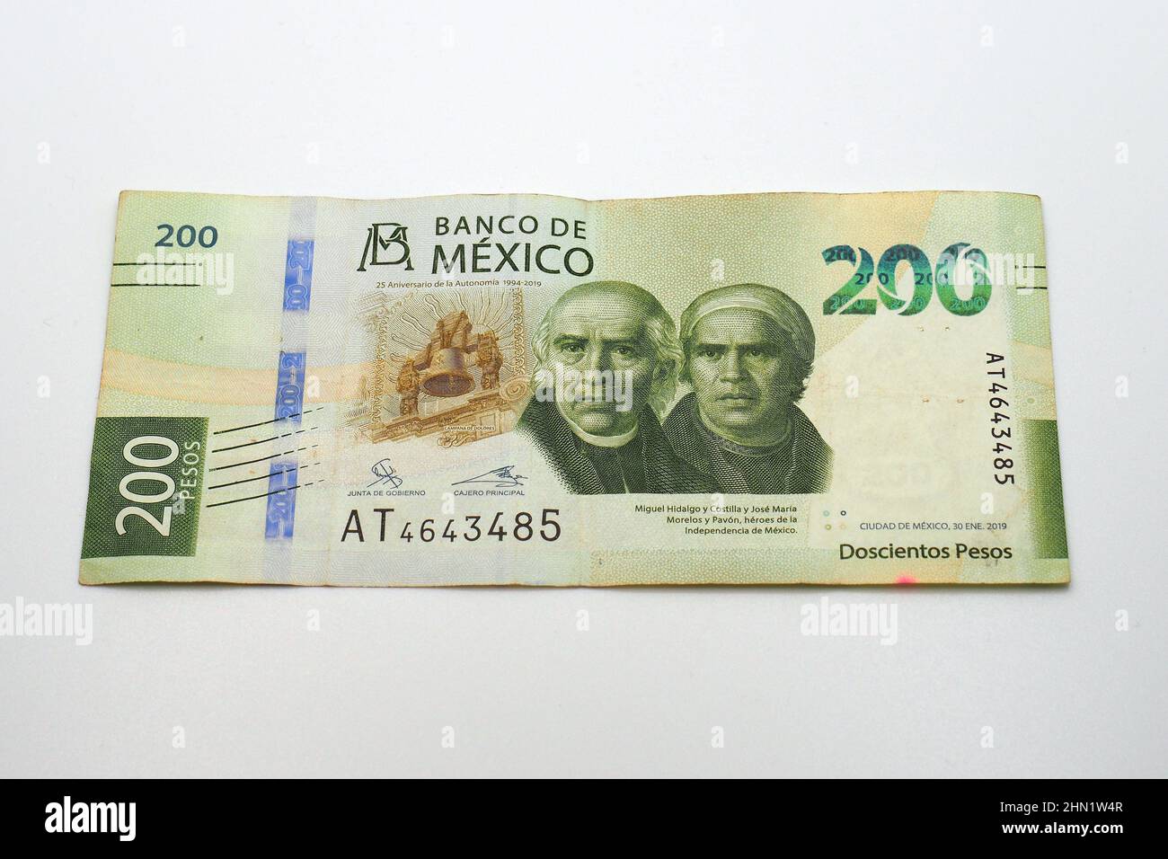 two hundred (200) peso banknote, Mexican peso $ (MXN), Mexico, North ...