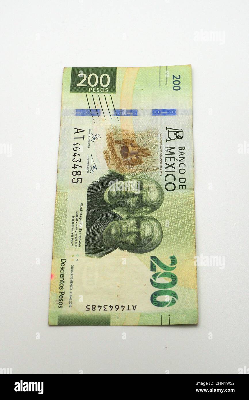 two hundred (200) peso banknote, Mexican peso $ (MXN), Mexico, North ...