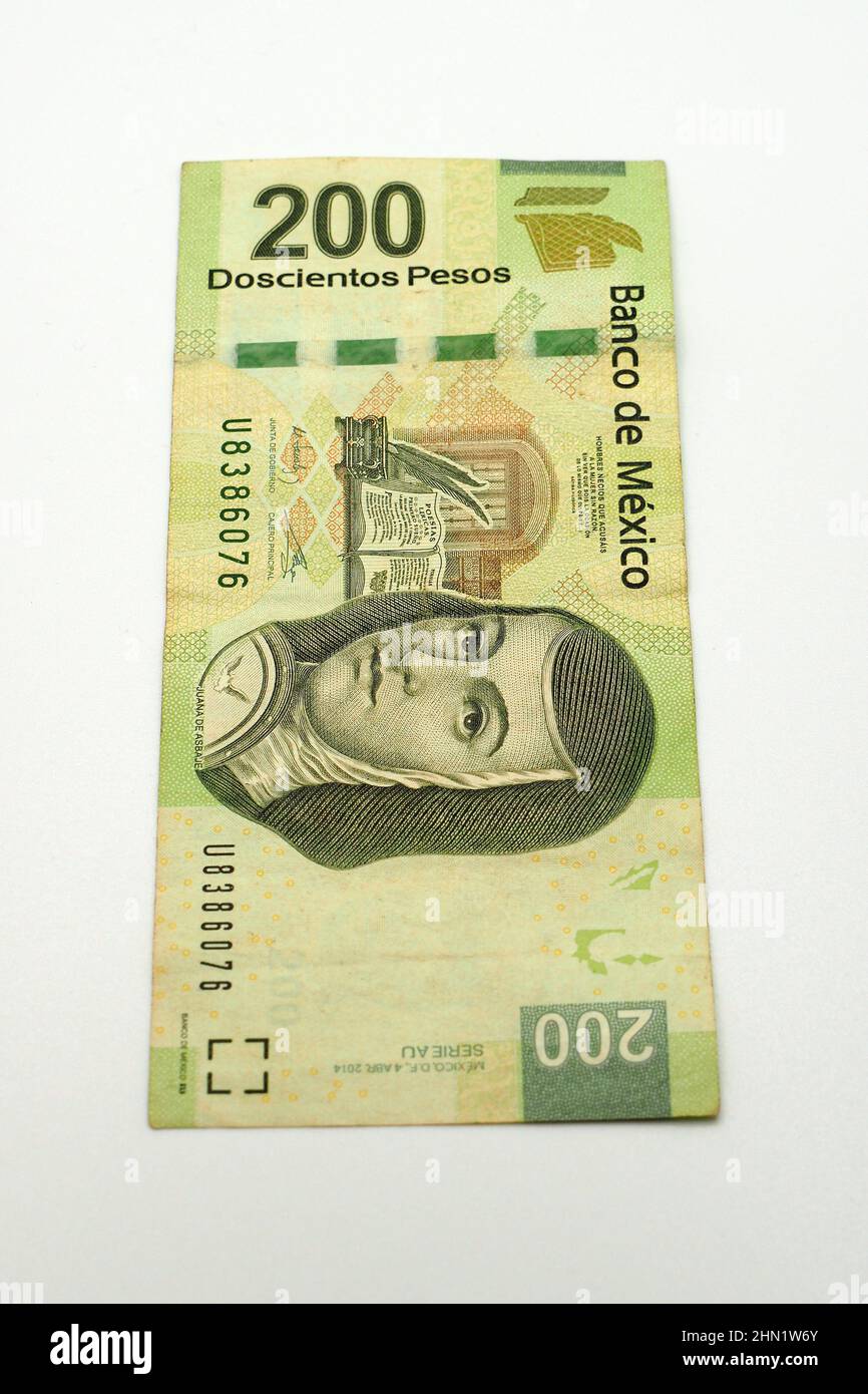 two hundred (200) peso banknote, Mexican peso $ (MXN), Mexico, North ...