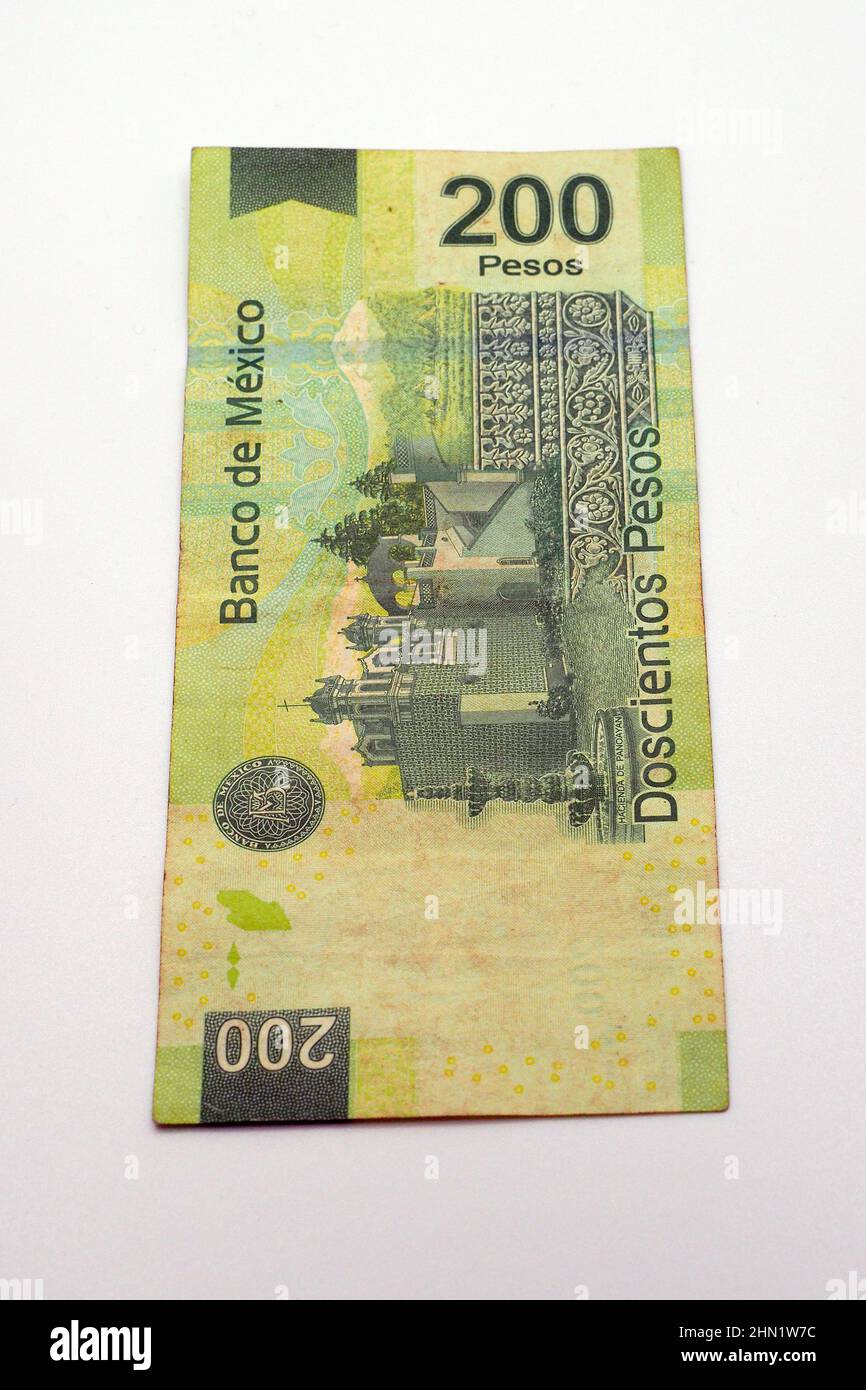 two hundred (200) peso banknote, Mexican peso $ (MXN), Mexico, North ...