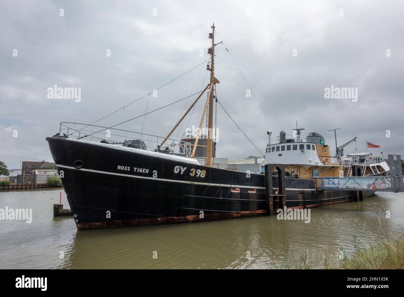 The Ross Tiger, a 1950s Grimsby trawler moored in Alexandra Dock ...