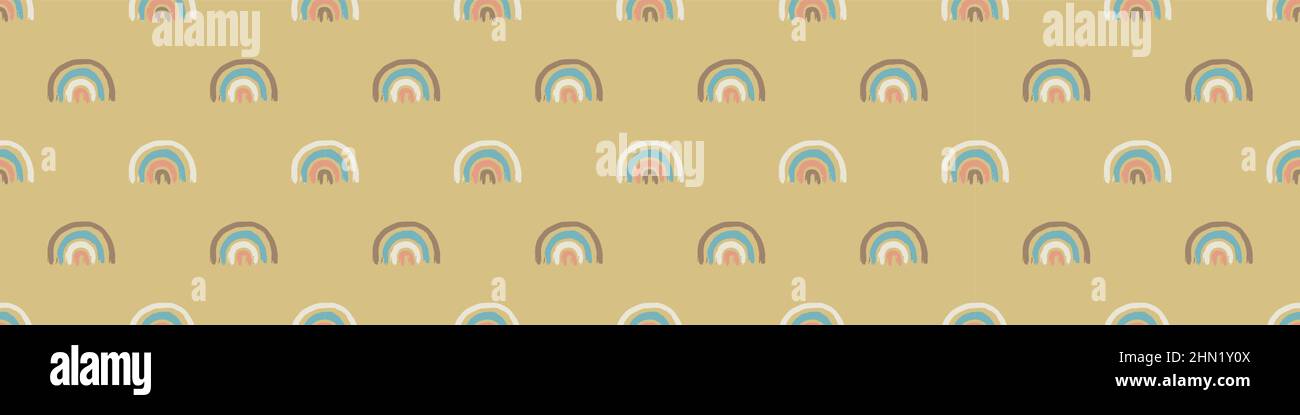 Gender neutral rainbow seamless vector border. Simple whimsical ...