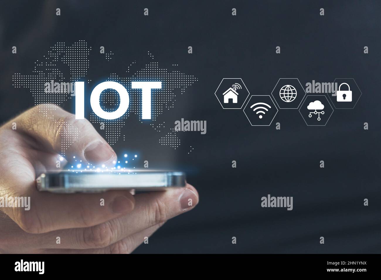 Concept IOT or Internet of Things. A technology for transferring data ...
