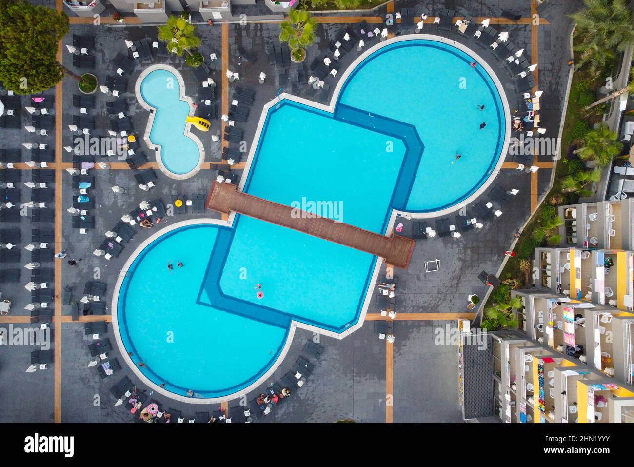 Swimming pool top down aerial view Stock Photo - Alamy
