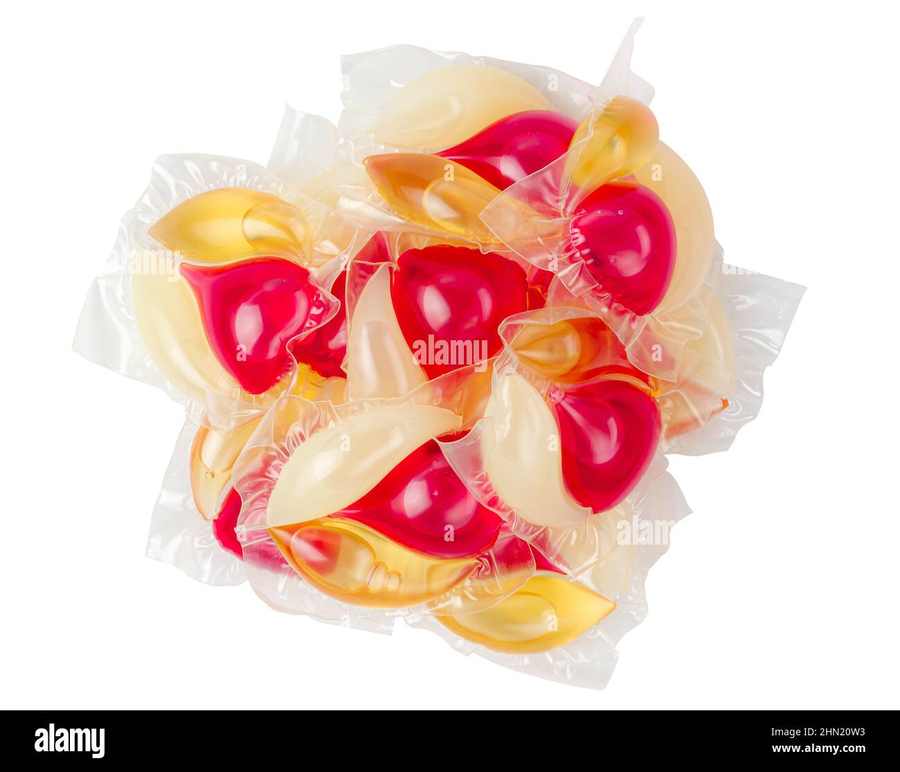 Colored capsules for washing. Isolate on a white background. Liquid ...