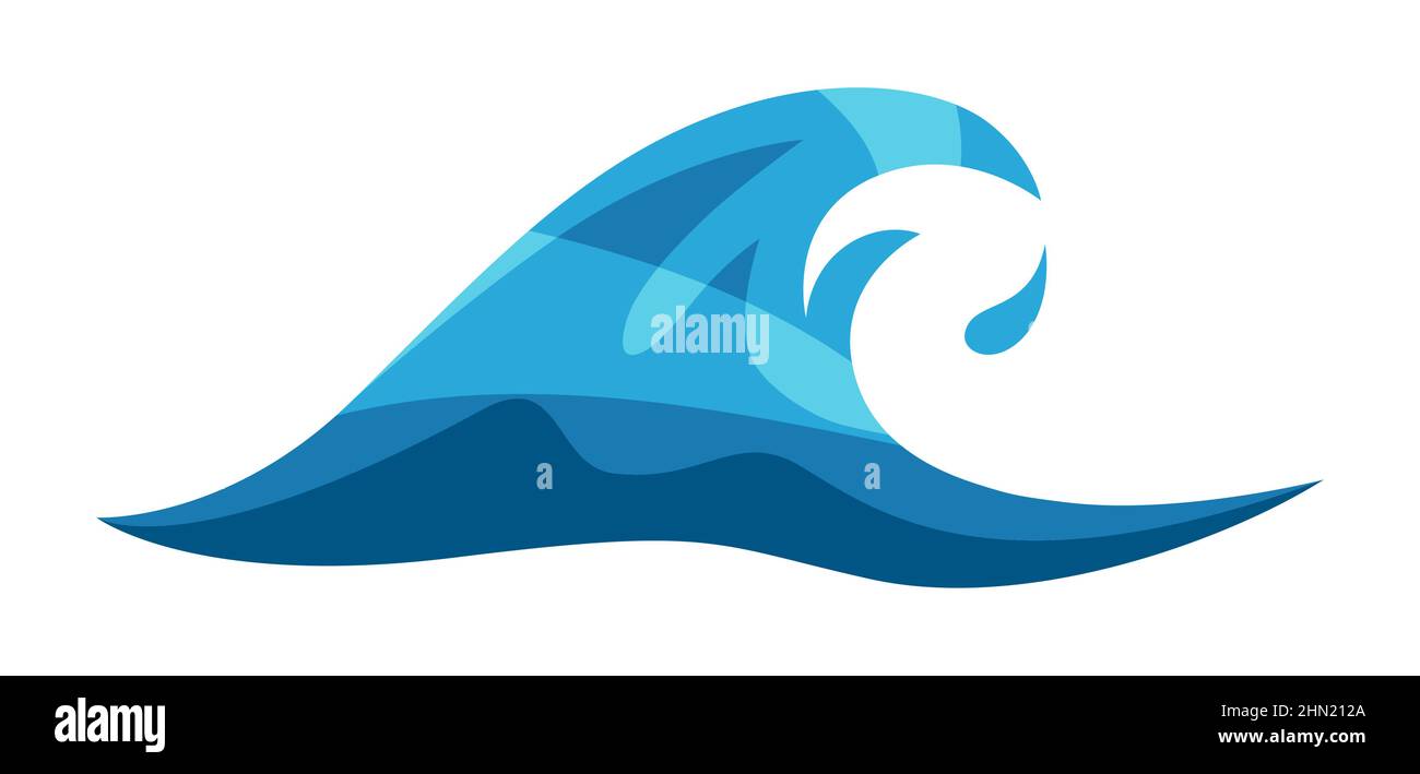 Blue ocean wave with drop. Stylized illustration Stock Vector Image ...