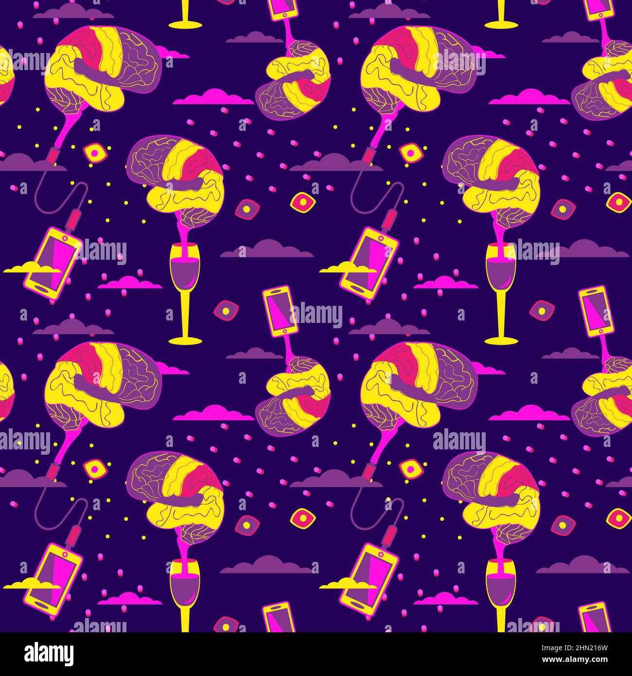 90s Nostalgia surreal vector seamless pattern background Stock Vector ...