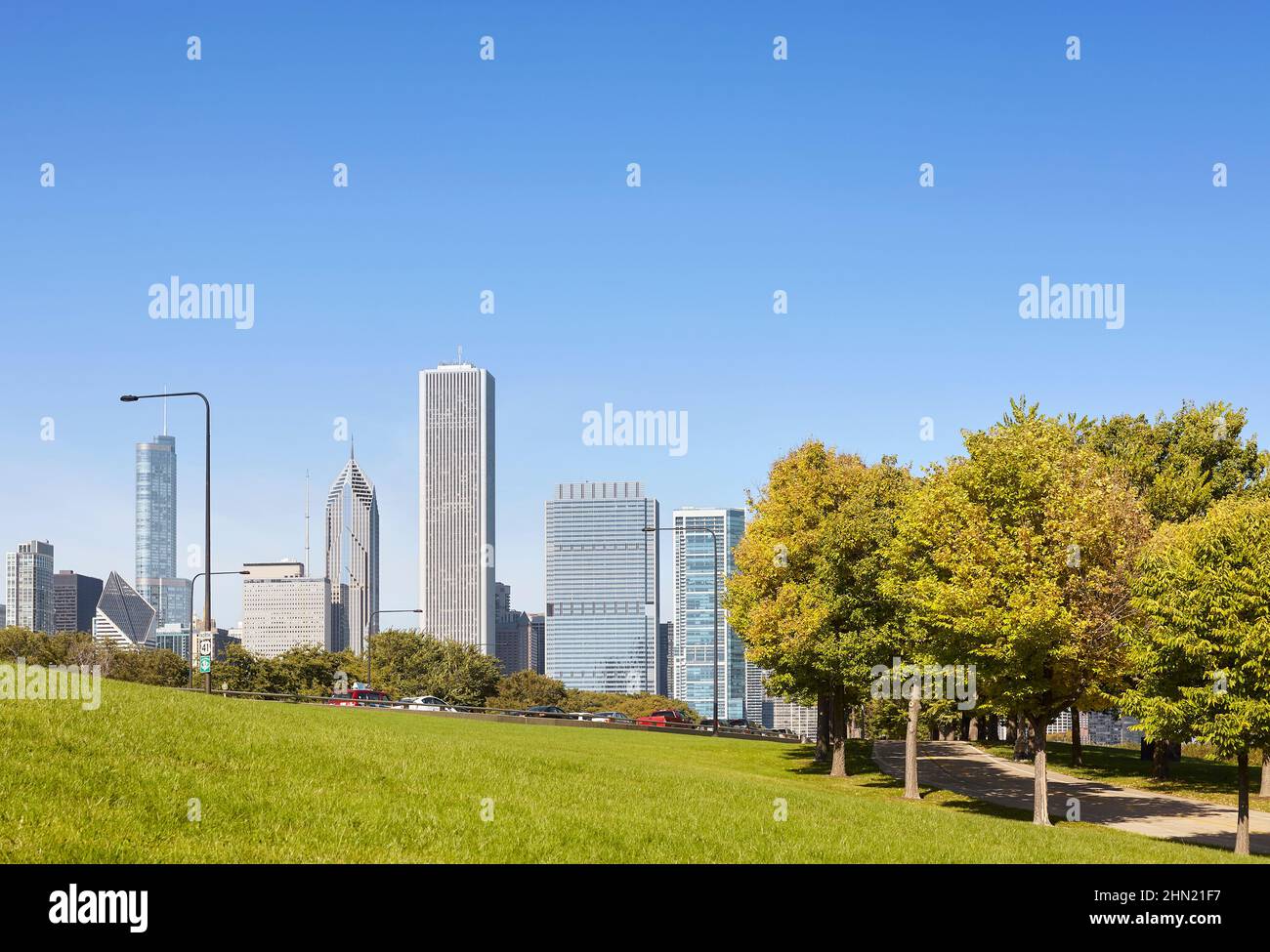 Downtown Chicago scenic cityscape panorama, USA Stock Photo - Alamy