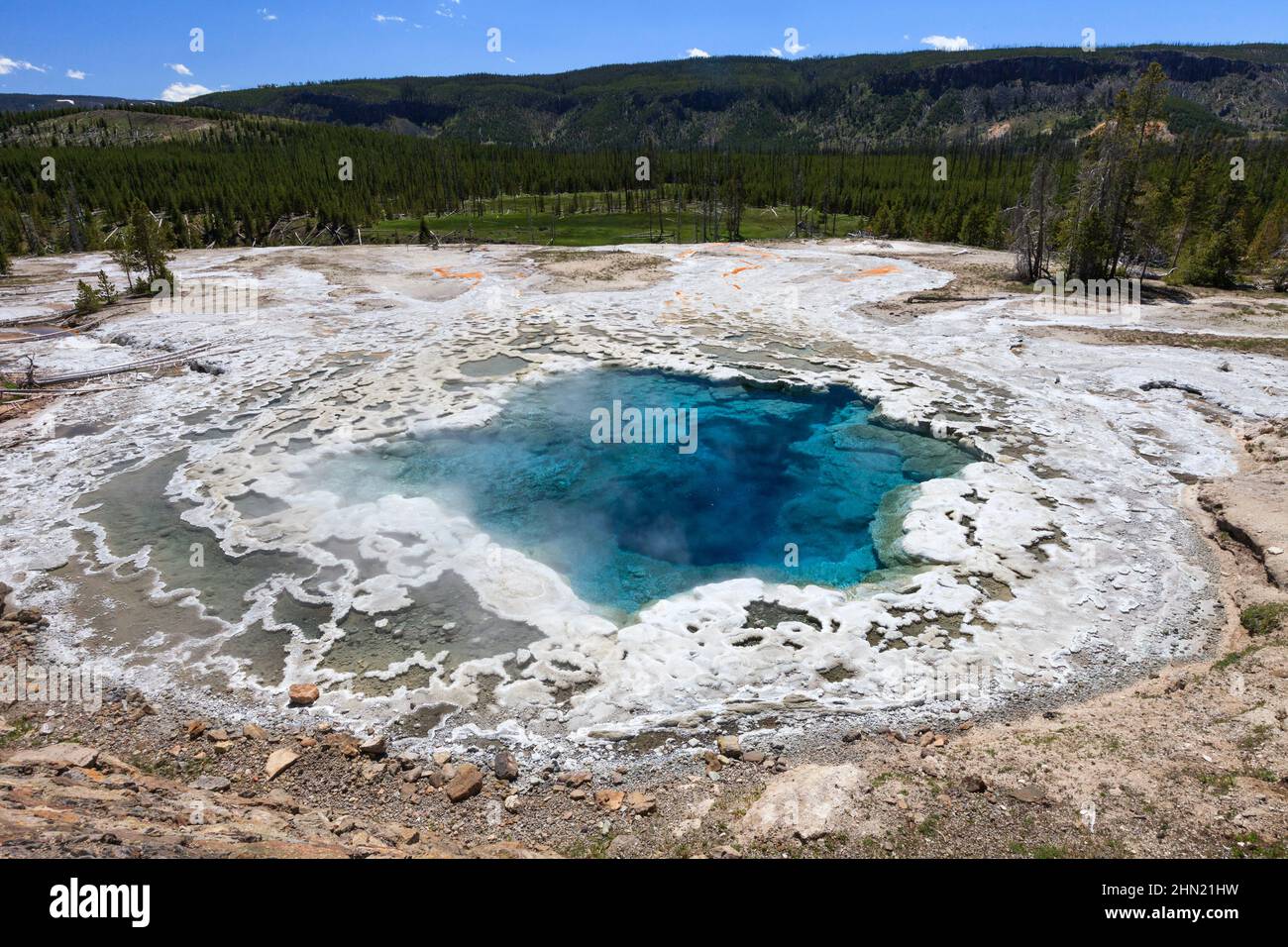 Artemisia Geyser, showing wide platform of geyserite, Cascade Group ...