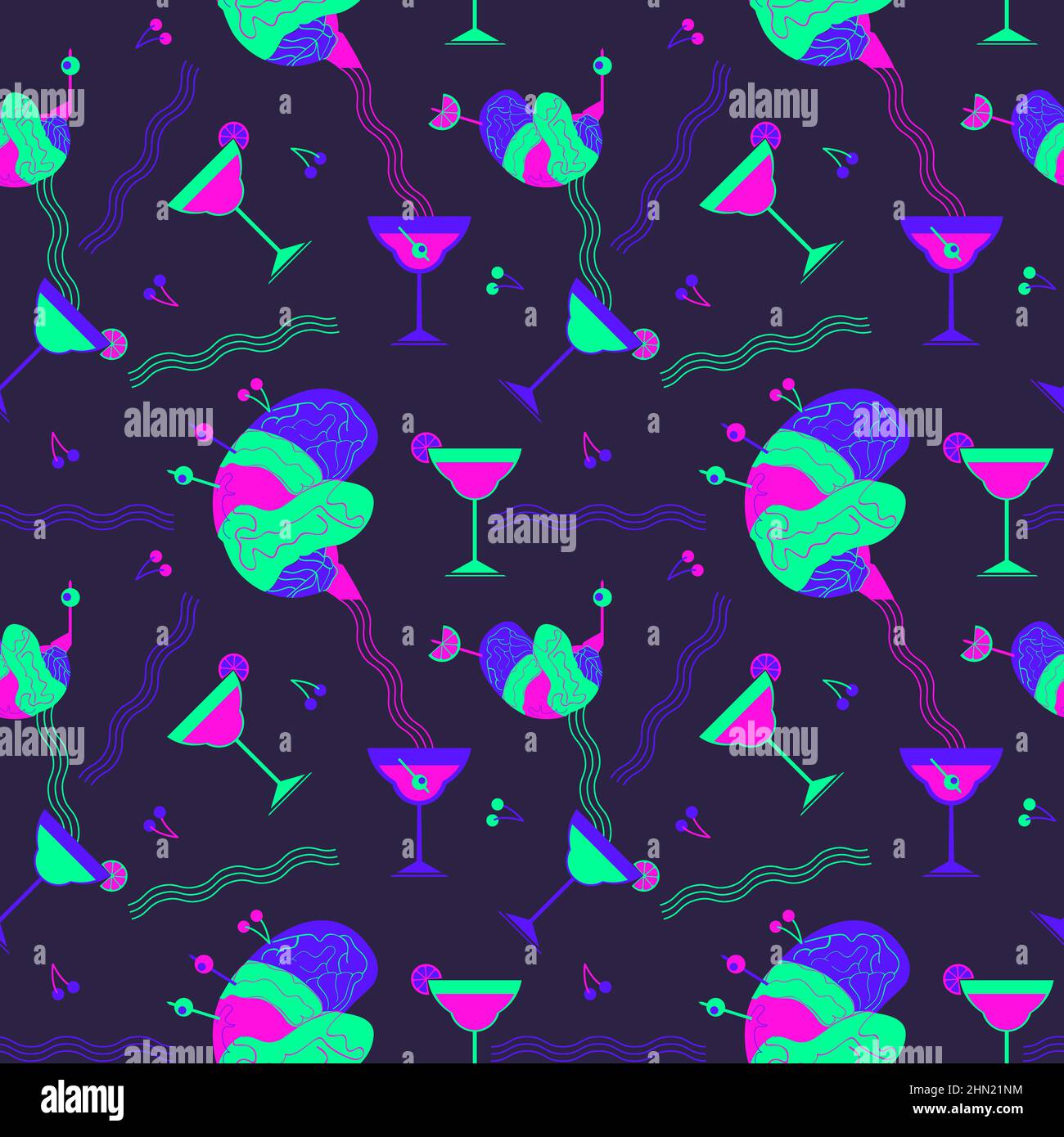 90s Nostalgia fashion surreal vector seamless pattern background Stock ...
