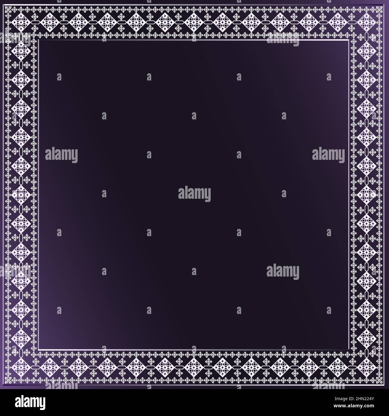 White shiny glowing rectangle frame with shadows isolated on violet ...