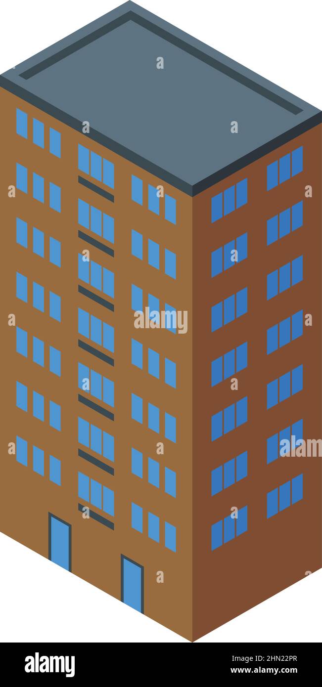 Multistory building block icon isometric vector. Facade exterior. City ...