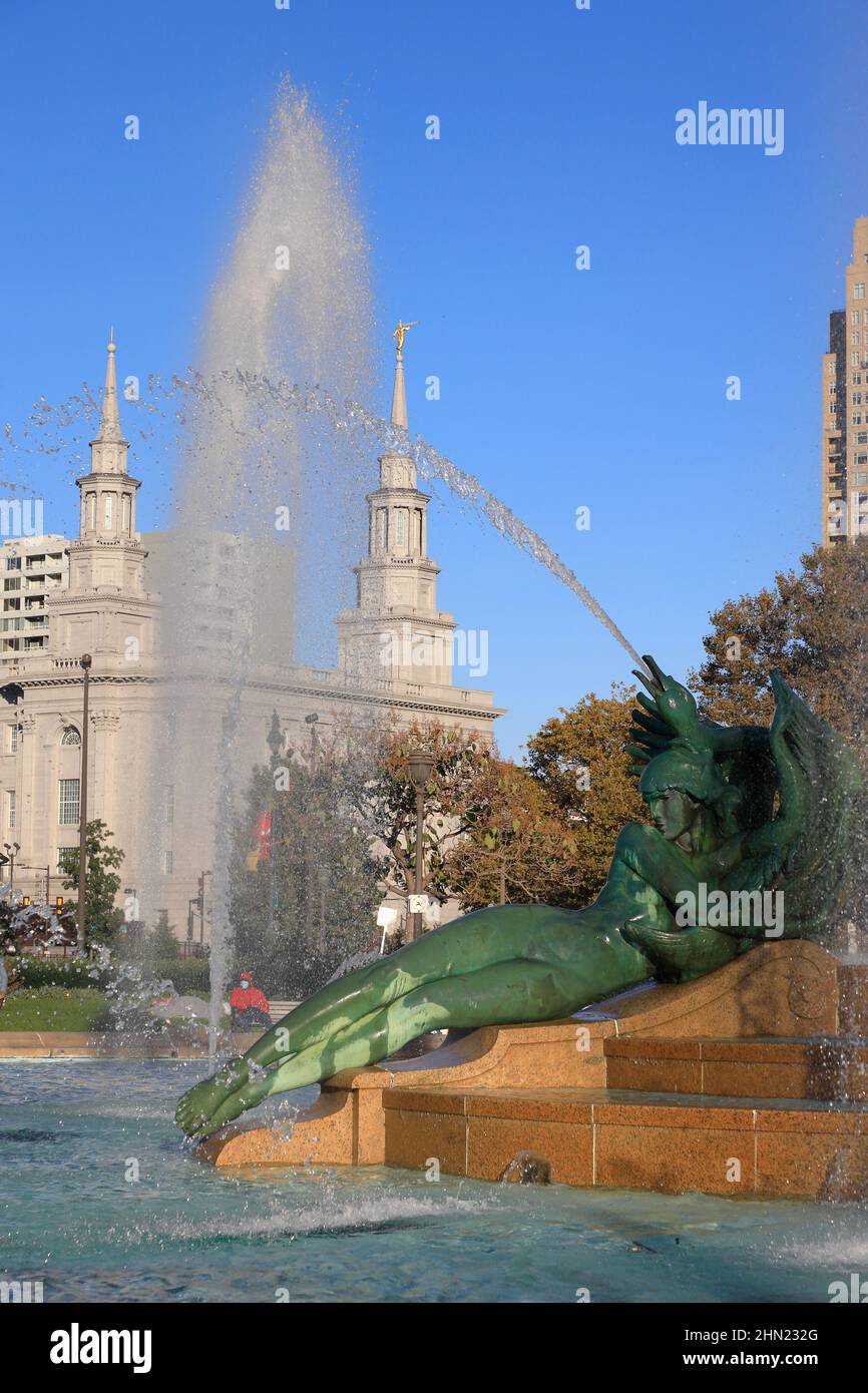 The Swann Memorial Fountain aka Fountain of the Three Rivers in Logan ...