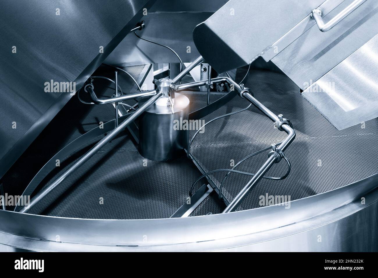 Industrial open mixer with knives in food industry close-up Stock Photo ...