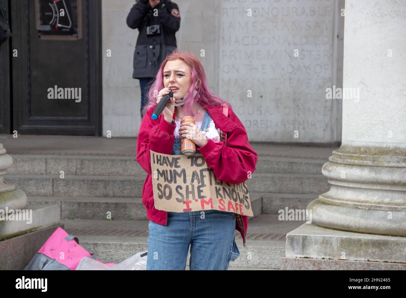 Female protester with mic hi-res stock photography and images - Alamy