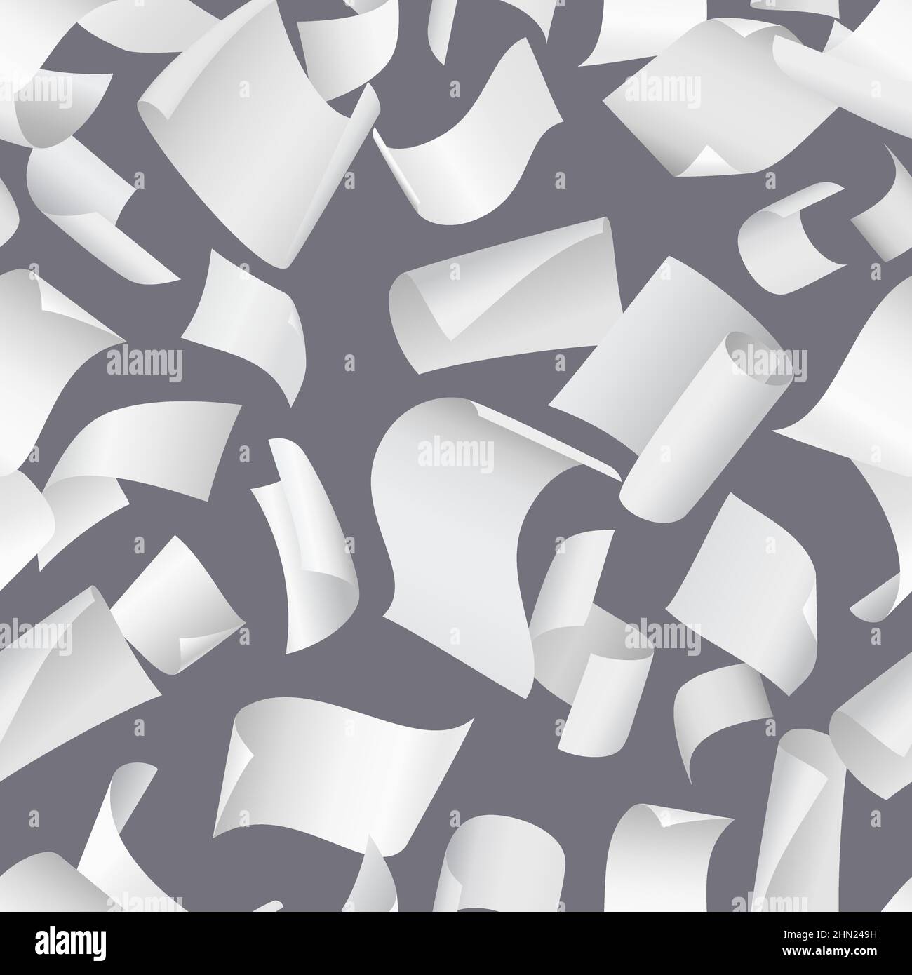 Flying papers seamless pattern. Realistic isolated curved office empty ...