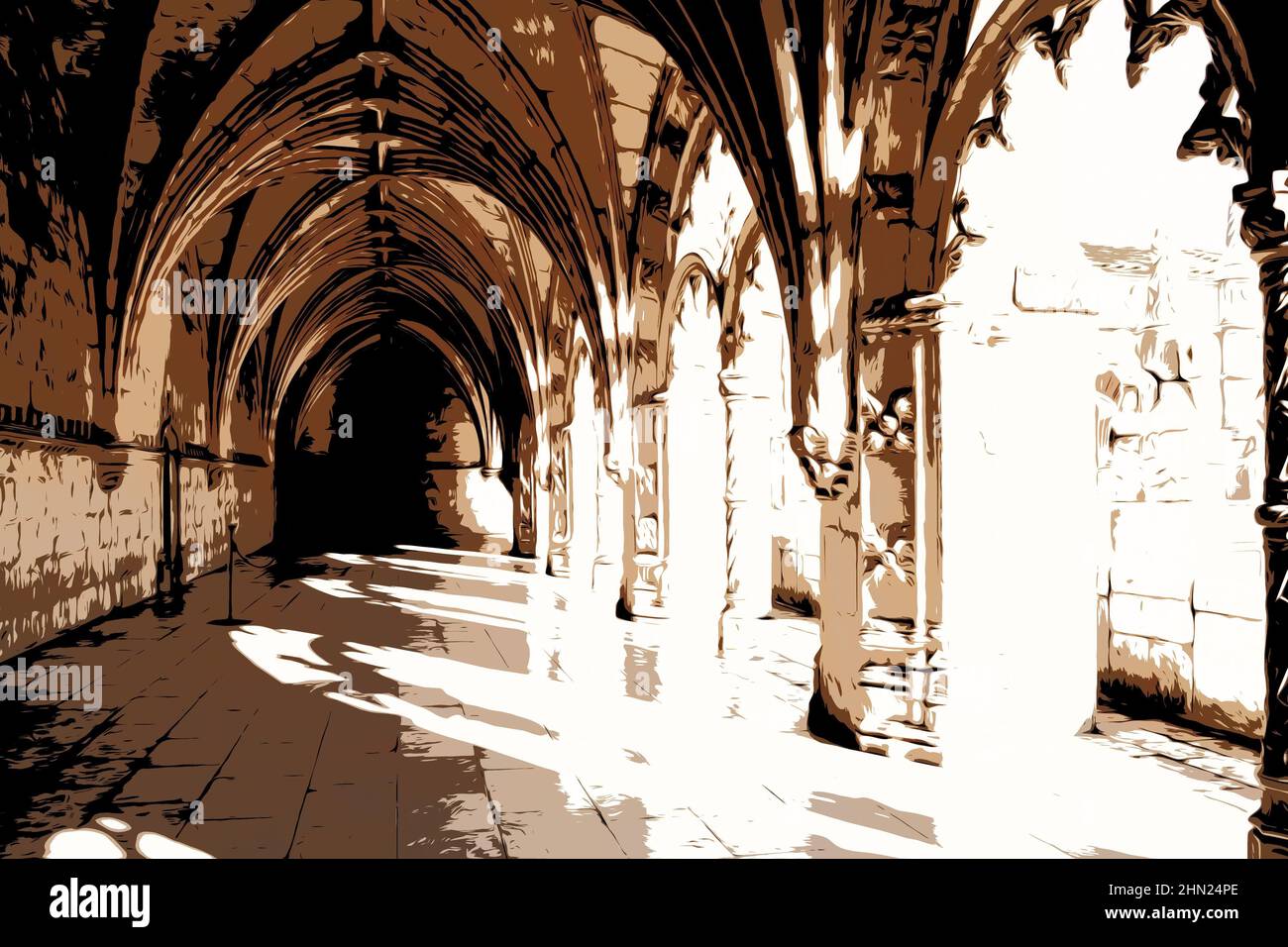 Image of arch of arches inside the building, sunny afternoon, Lisbon ...
