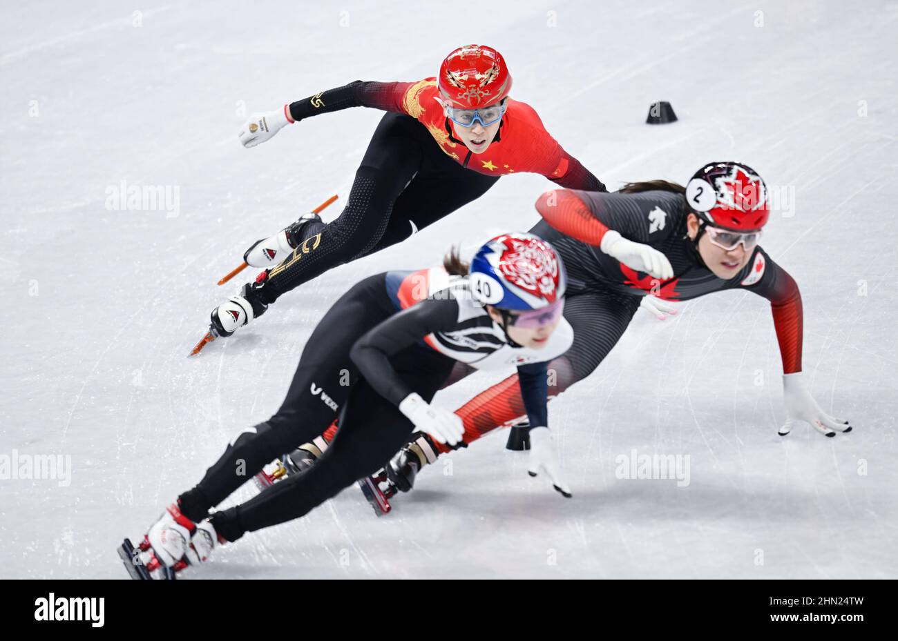 Beijing, China. 13th Feb, 2022. Fan Kexin (top) of China competes ...