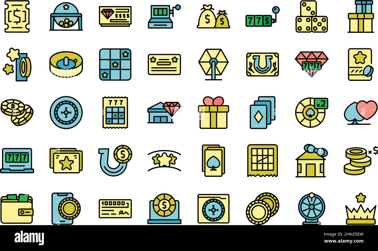 Sweepstake icons set outline vector. Chance activity. Lottery scam ...