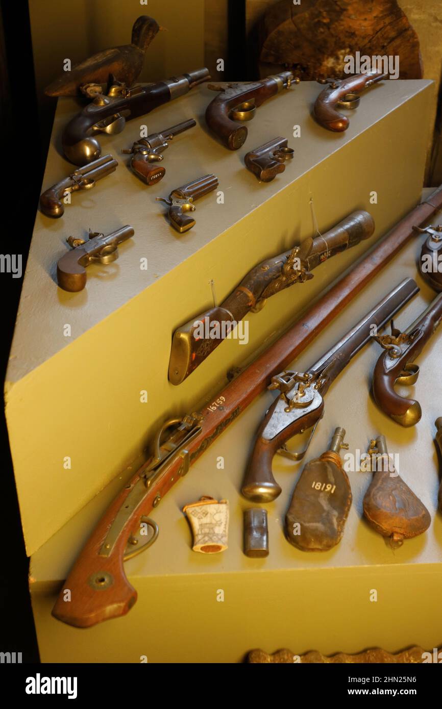 Firearms collection display in Mercer Museum & Library.Doylestown ...