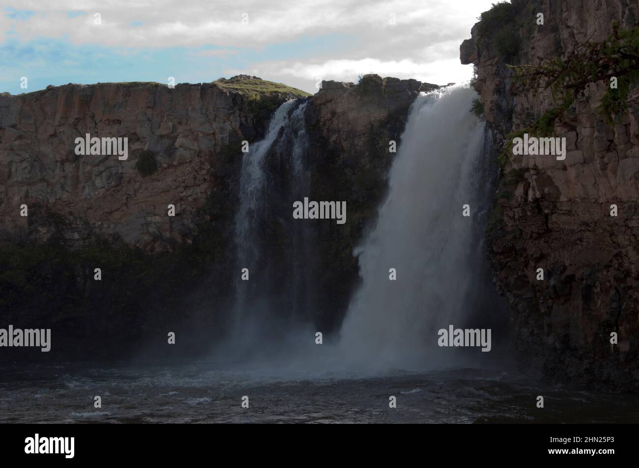 Orkhon waterfall, one of the best sights in central Mongolia. About 25m ...