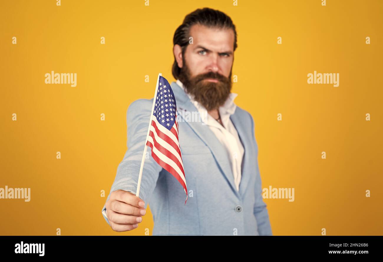 freedom feel. patriotic man. American man celebrate Independence day ...