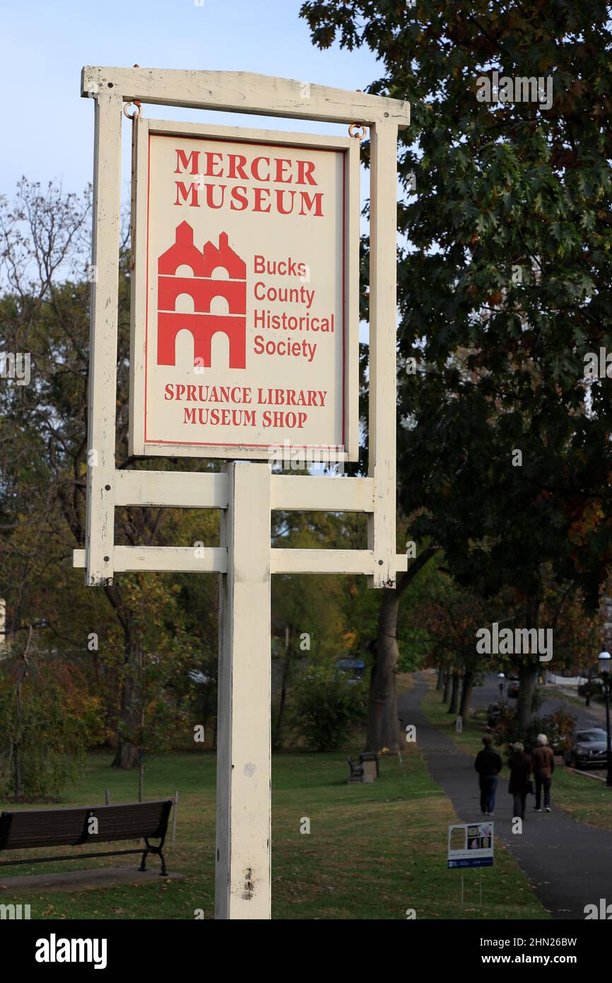 Wooden sign of Mercer Museum Bucks County Historical Society Spruance ...