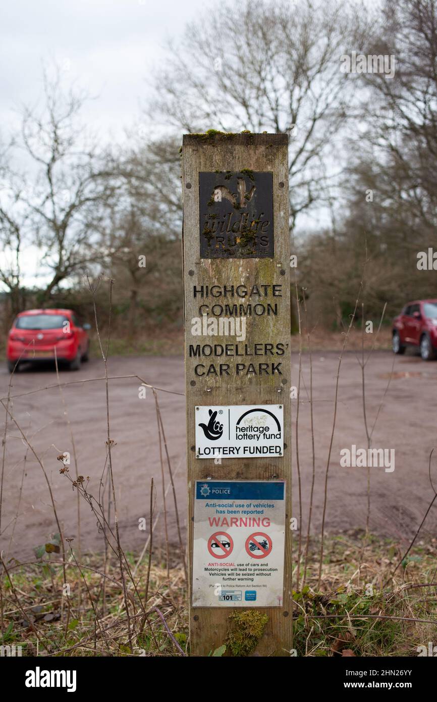 Sign post at Modellers Car Park, Highgate Common, Staffordshire ...